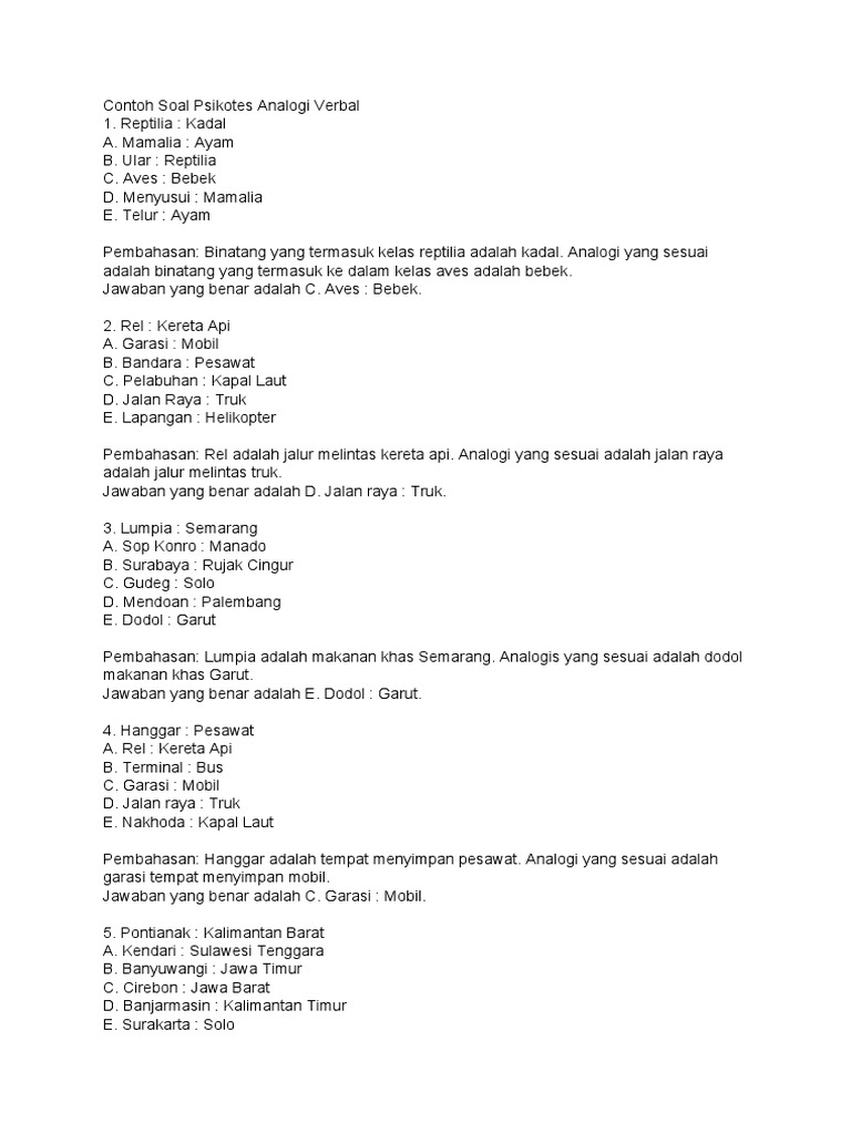 Contoh Soal Psikotes | PDF