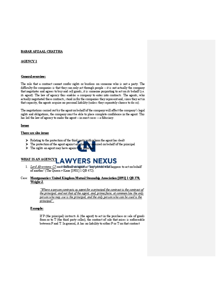 Agency 1 | PDF | Law Of Agency | Legal Liability