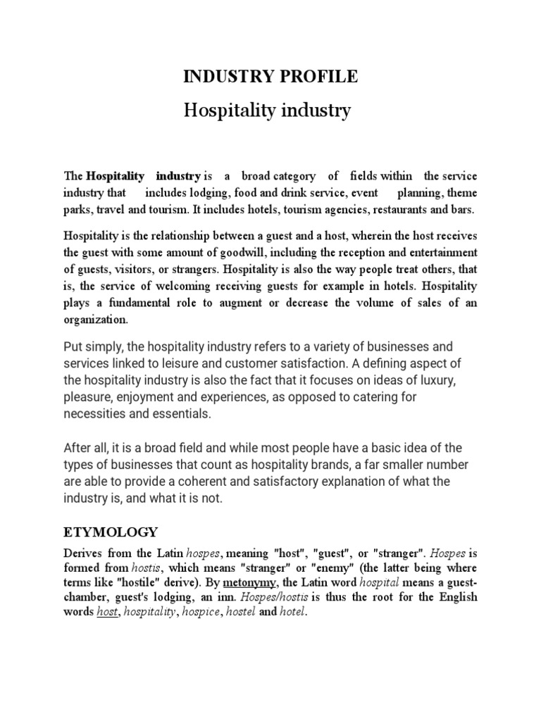 Industry Profile | PDF | Hotel | Resort