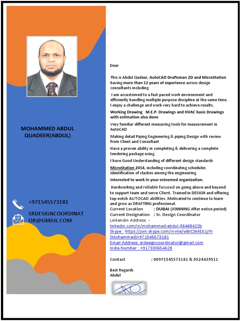 Abdul CV | PDF | Technical Drawing