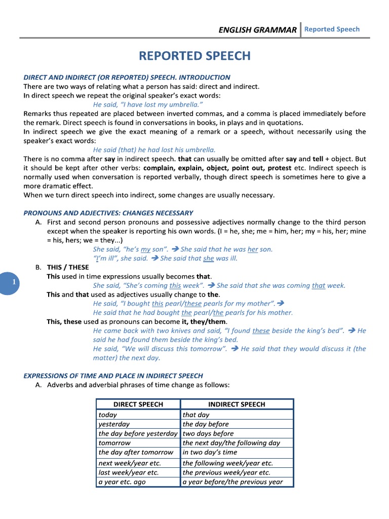 Reported Speech | PDF