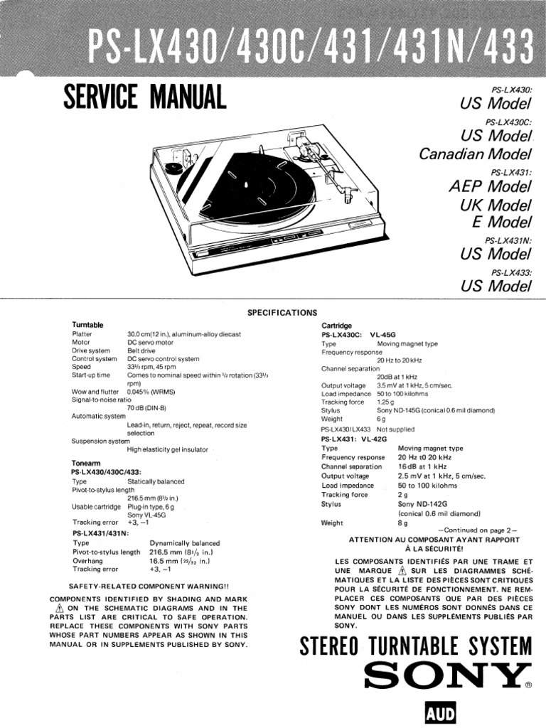 Sony PS LX431 Service Manual | PDF