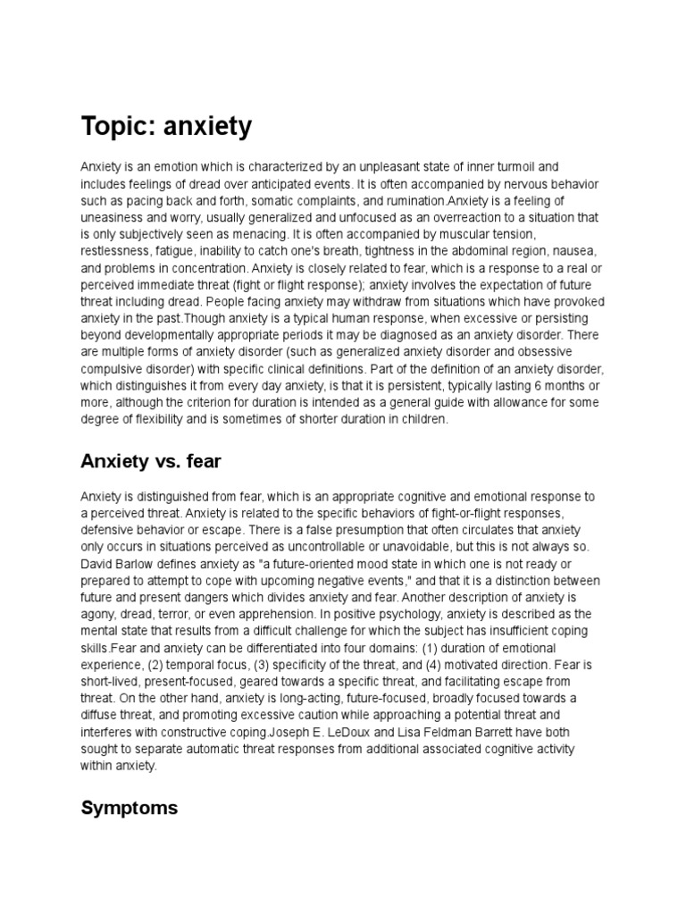 Anxiety | PDF | Anxiety | Anxiety Disorder