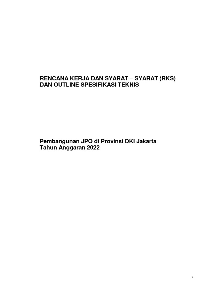 RKS SPEK TEKNIS Pembangunan JPO | PDF | Teknologi & Rekayasa