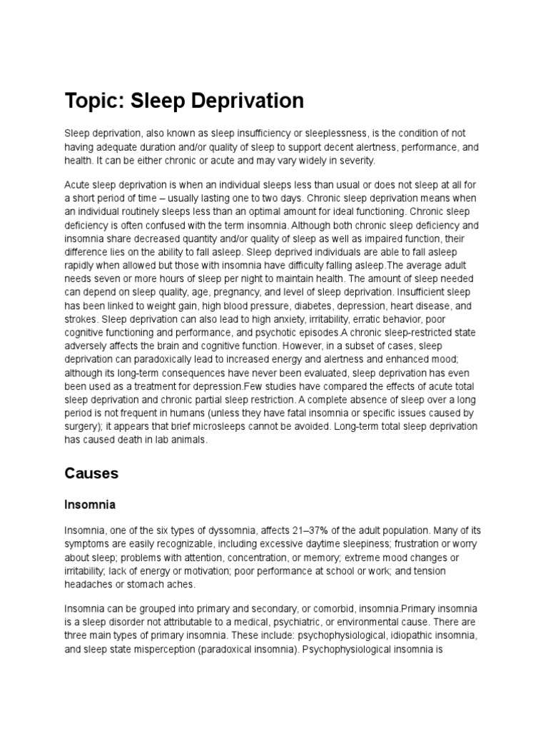 Sleep Deprivation | PDF | Sleep Deprivation | Sleep