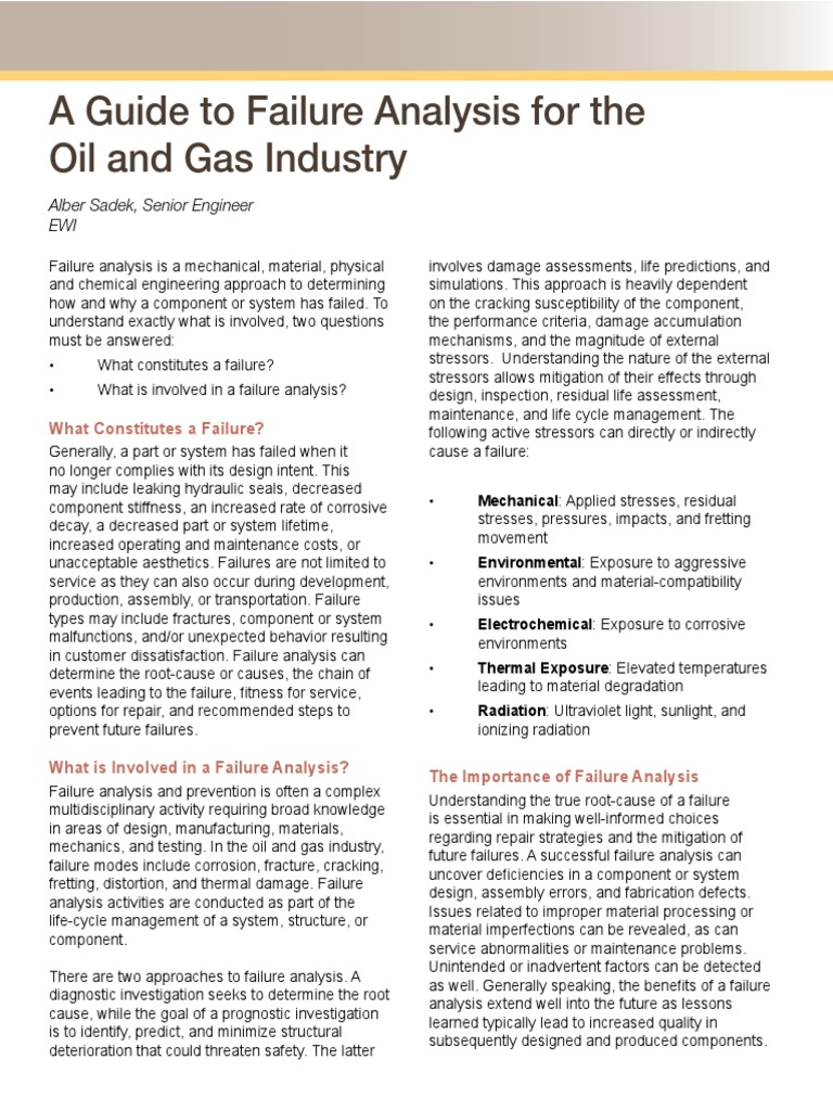 A Guide To Failure Analysis For The Oil and Gas Industry | PDF ...