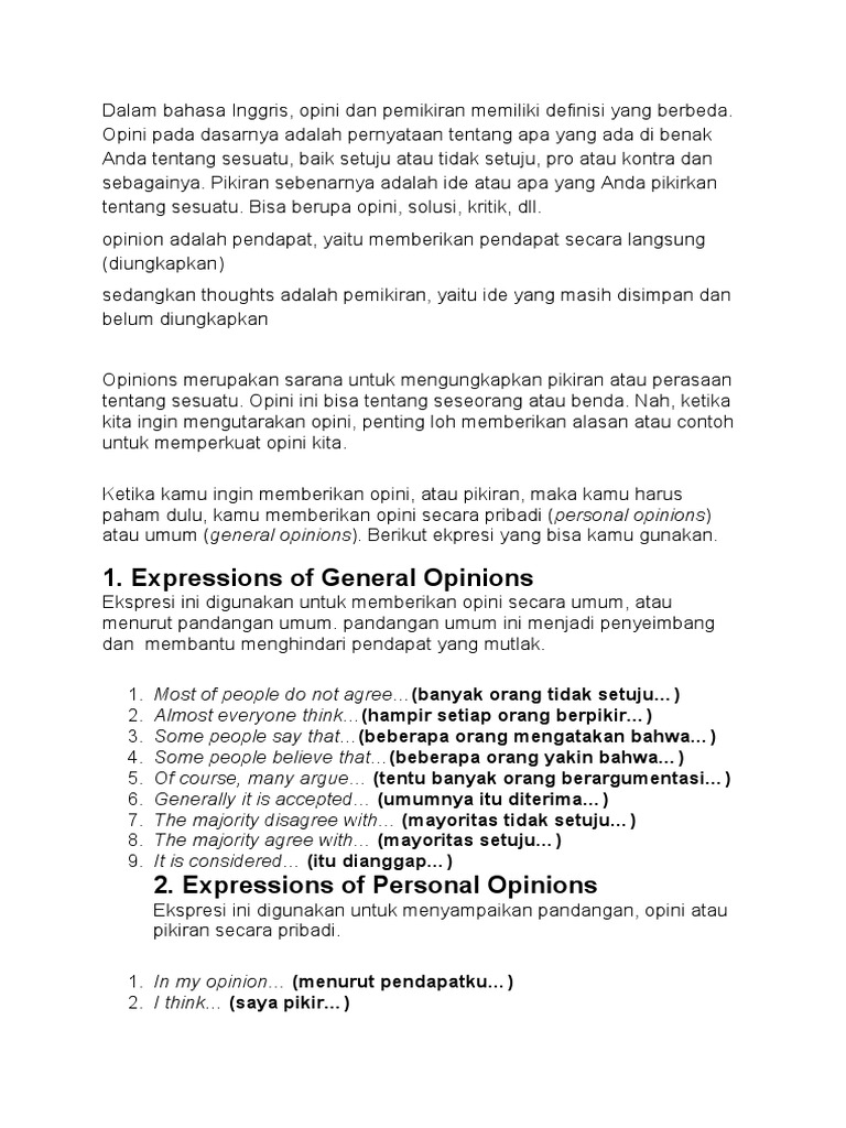 Expressions of General Opinions | PDF