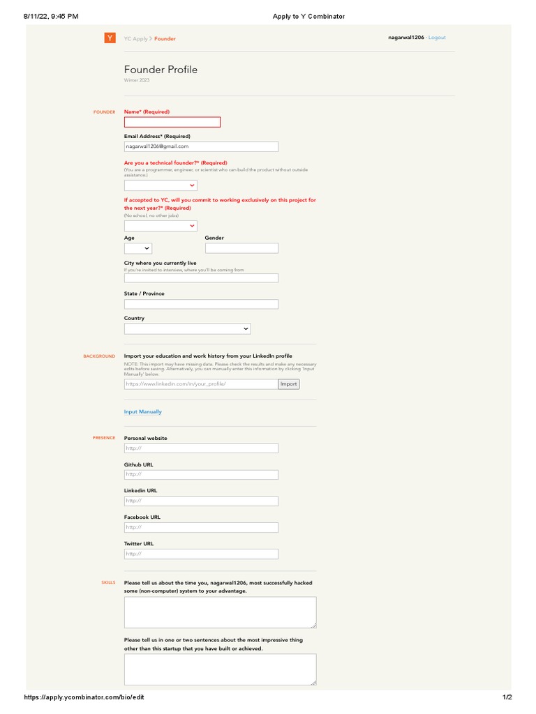 YC Founder Profile | PDF | Cyberspace | Information Technology