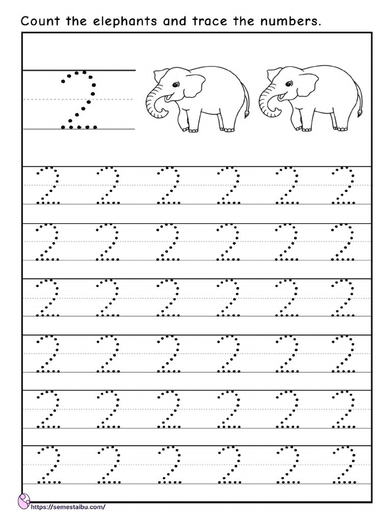 number-tracing-2-kindergarten-worksheets | PDF