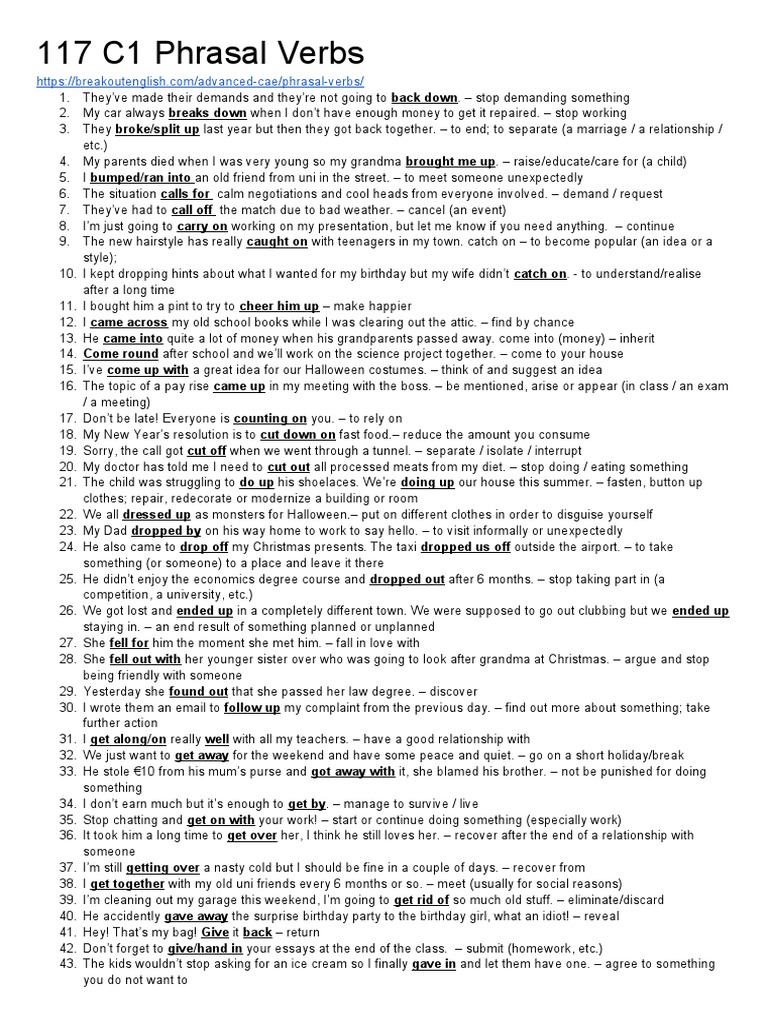117 c1 Phrasal Verbs | PDF