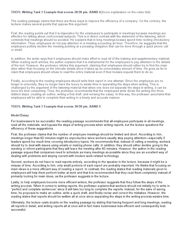 TOEFL Writing Task 7 Sample Response | PDF | Attention | Argument