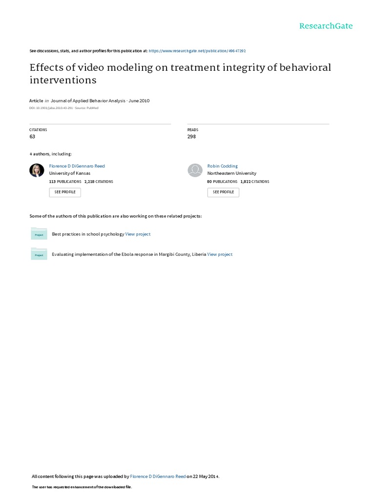 Video Modeling's Impact on Treatment Integrity | PDF | Teachers | Autism