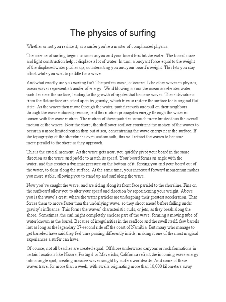 The Physics of Surfing | PDF | Hydrology | Applied And ...