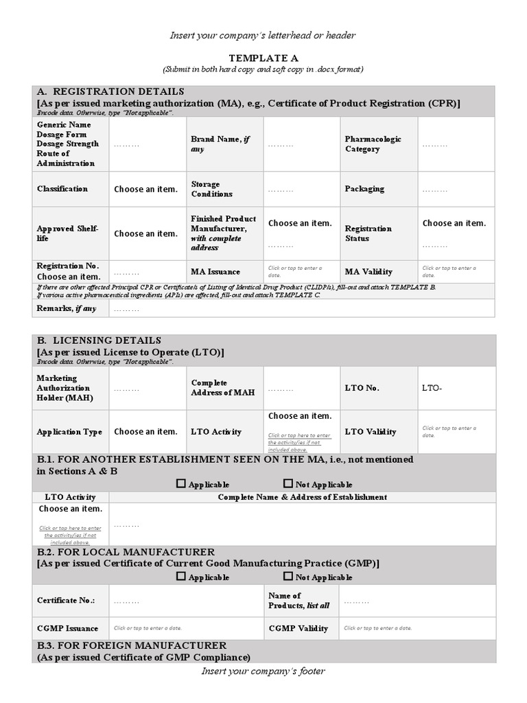 Pharmaceutical Registration and Recall Template | PDF | Food And Drug Administration | Pharmacology