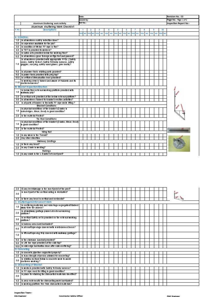 Aluform Work Checklist | Download Free PDF | Equipment | Manufactured Goods