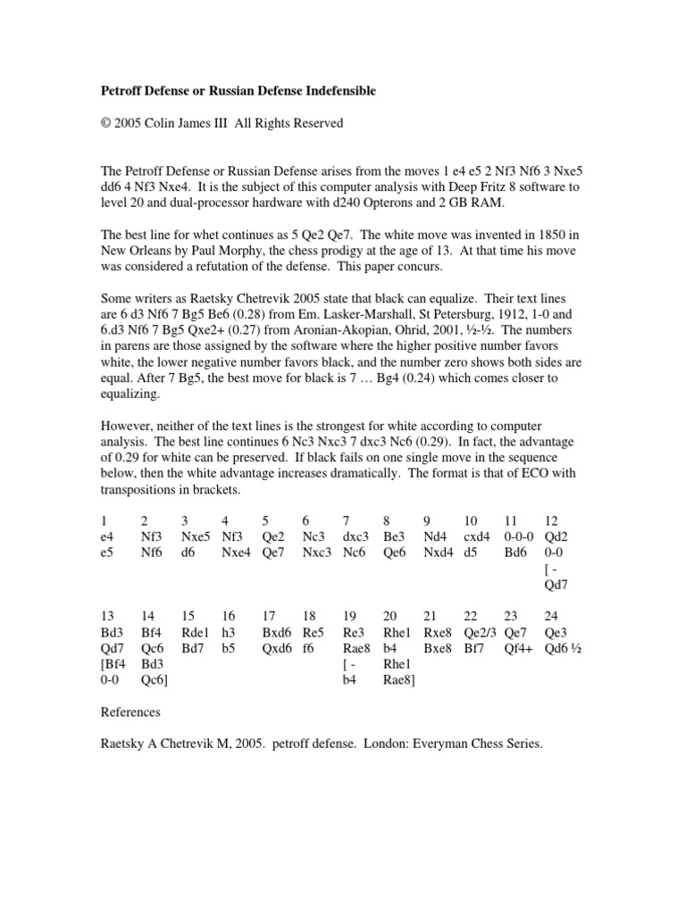 Petroff or Russian Defense Indefensible | PDF