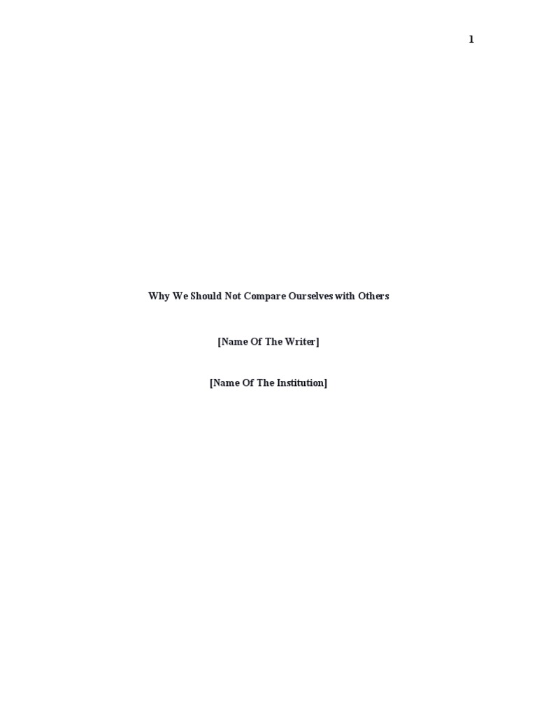 Why We Should Not Compare Ourselves With Others | Download Free PDF ...
