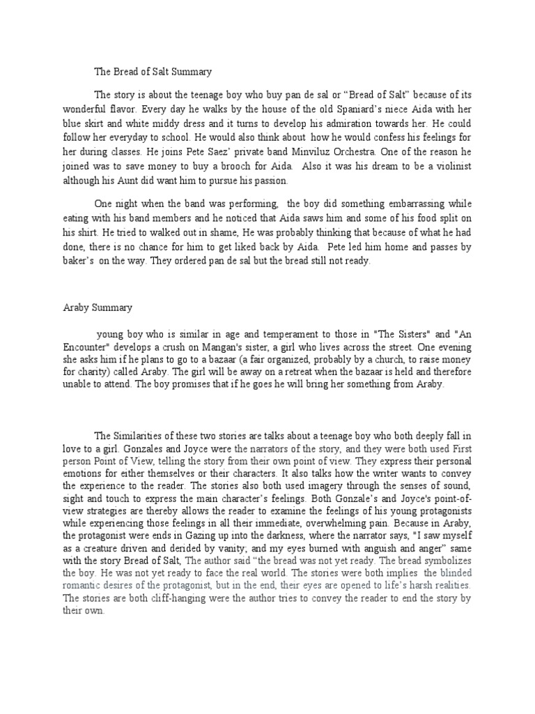A Tale of Unrequited Love: Comparing The Bread of Salt and Araby | PDF | Narration | Feeling