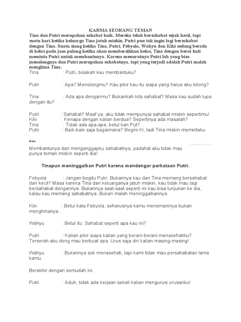 Karma Persahabatan Tina dan Putri | PDF