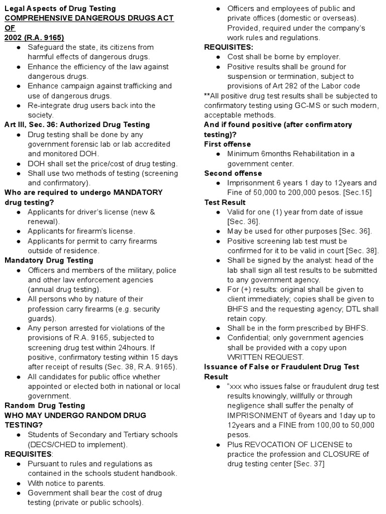 Legal Framework for Drug Testing in the Philippines | PDF | Drug Test ...