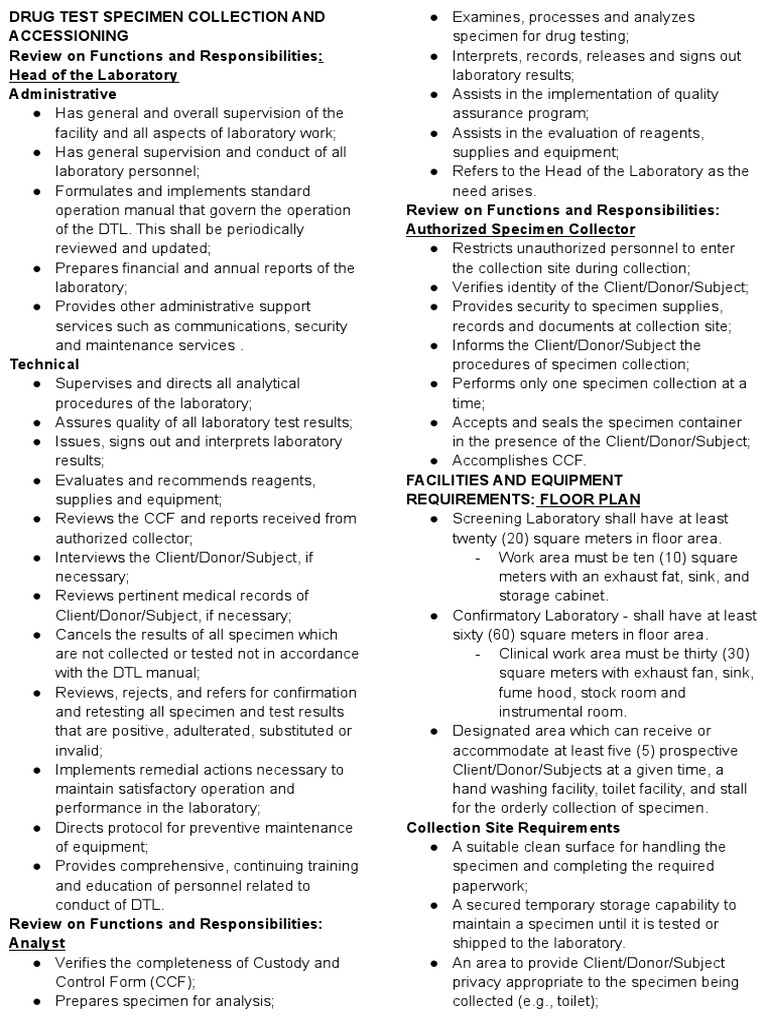 Drug Test Specimen Collection and Accessioning | PDF | Drug Test