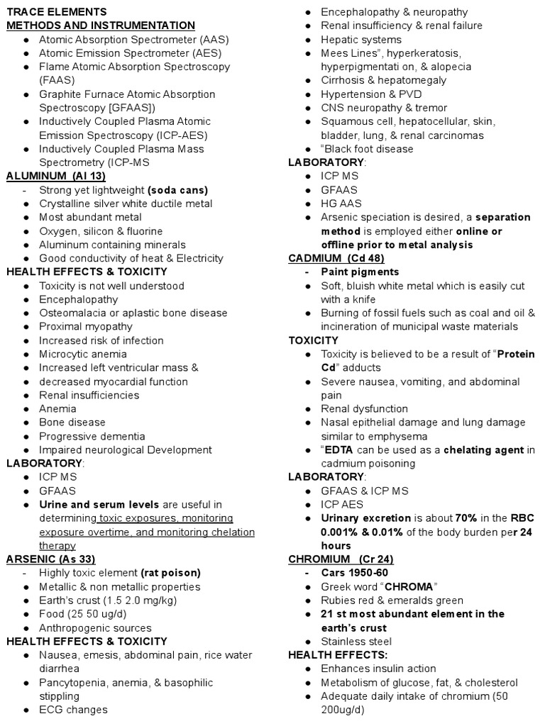 Trace Elements | PDF | Iron | Zinc