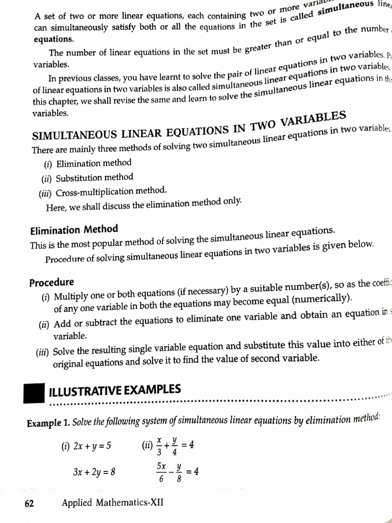 Linear Equations Class 12 Applied Maths | PDF | Equations | System Of ...