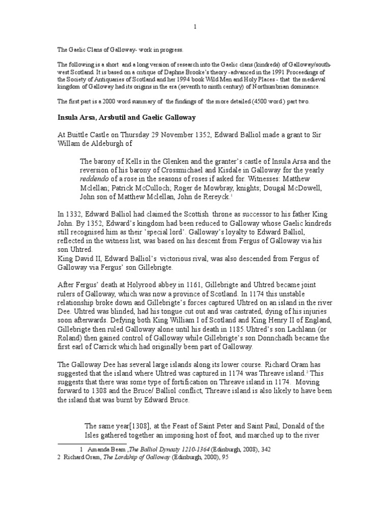 Gaelic Clans of Galloway: A Historical Overview | PDF | Scotland ...