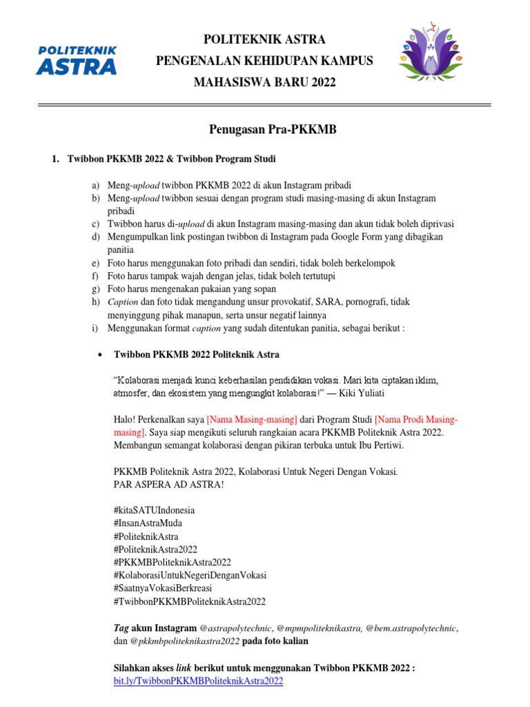 Penugasan Pra-PKKMB Fix | PDF