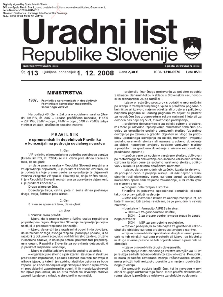 Republike Slovenije: Uradni List | PDF