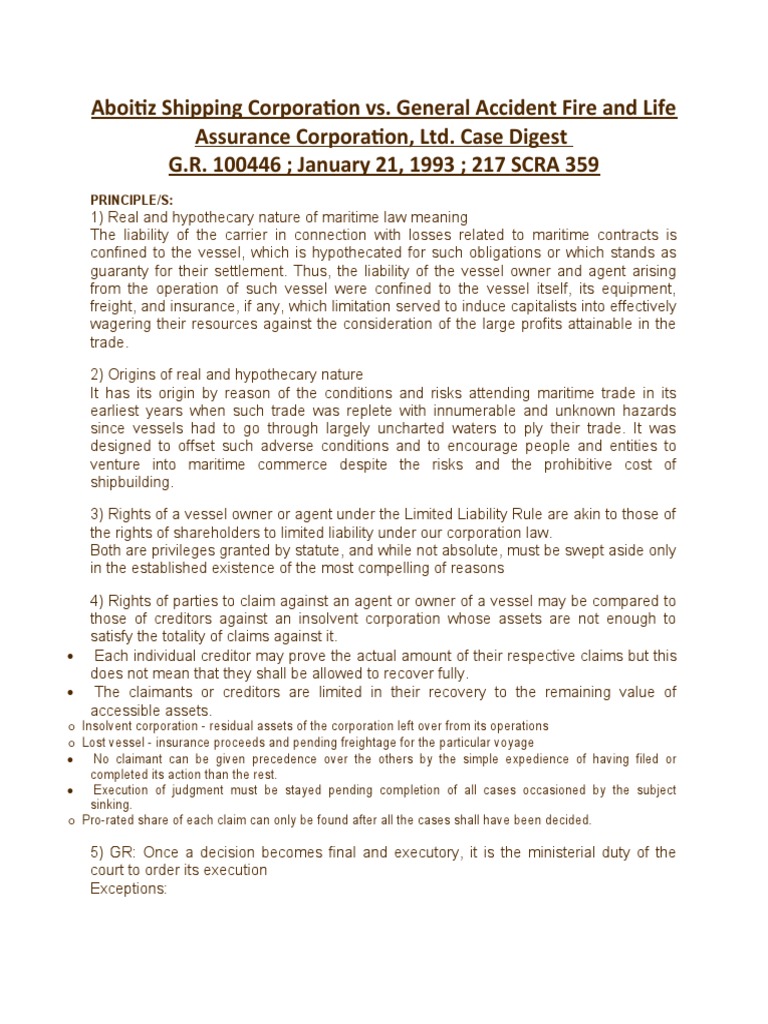 Aboitiz Shipping Corporation Vs | PDF | Corporations | Legal Liability