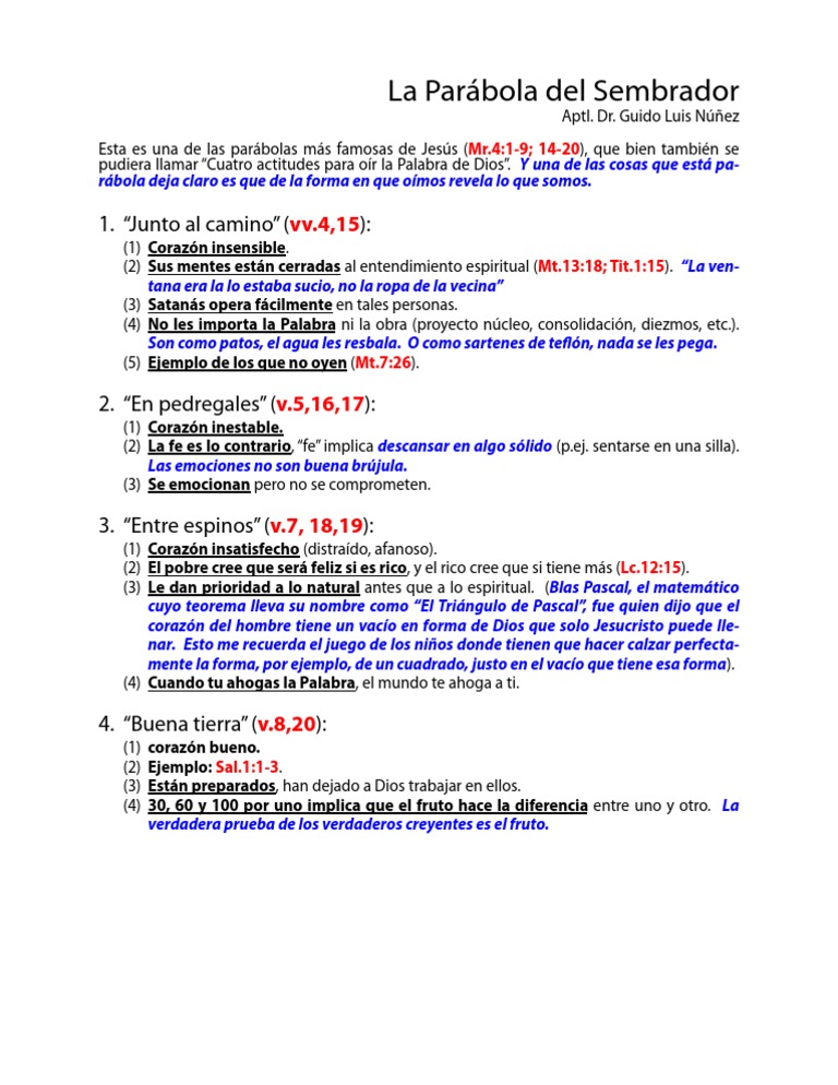 La Parábola Del Sembrador | PDF