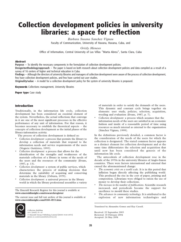 Collection Development Policies in University Libraries: A Space For ...