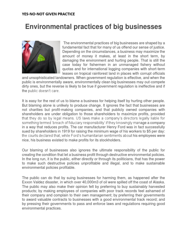 Environmental Practices of Big Businesses | PDF | Morality | Behavior