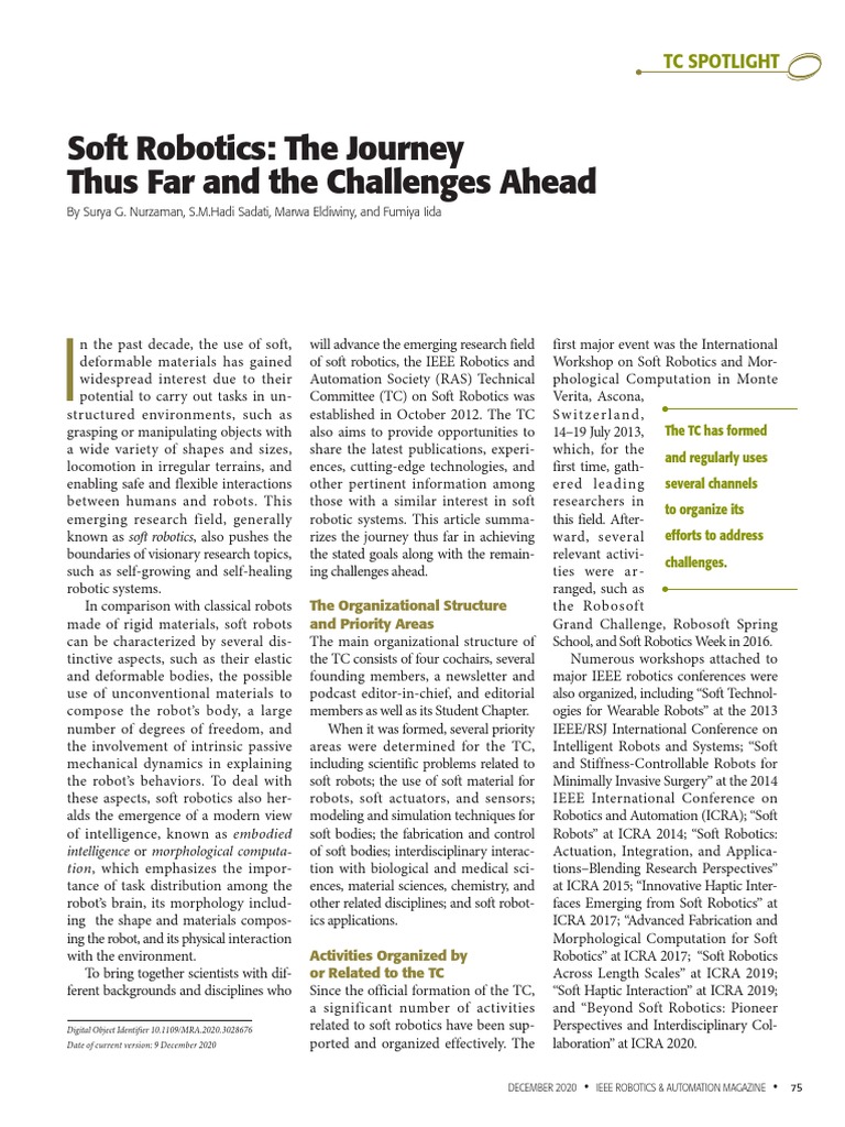 Soft Robotics The Journey Thus Far and The Challenges Ahead TC ...