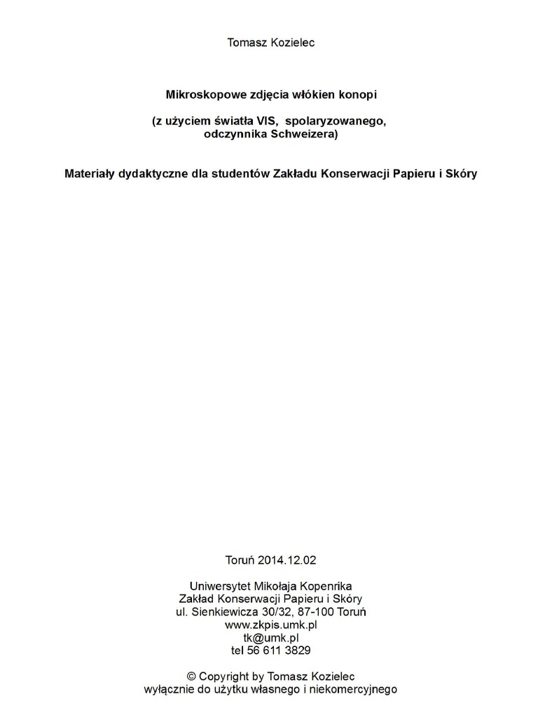 Wlokna Konopi Obrazy Mikroskop | PDF