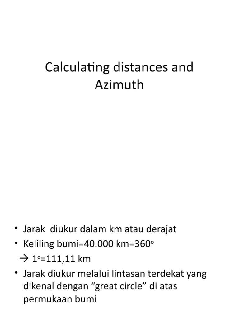 01 - Calculating Distances and Azimuth | PDF | Sains & Matematika