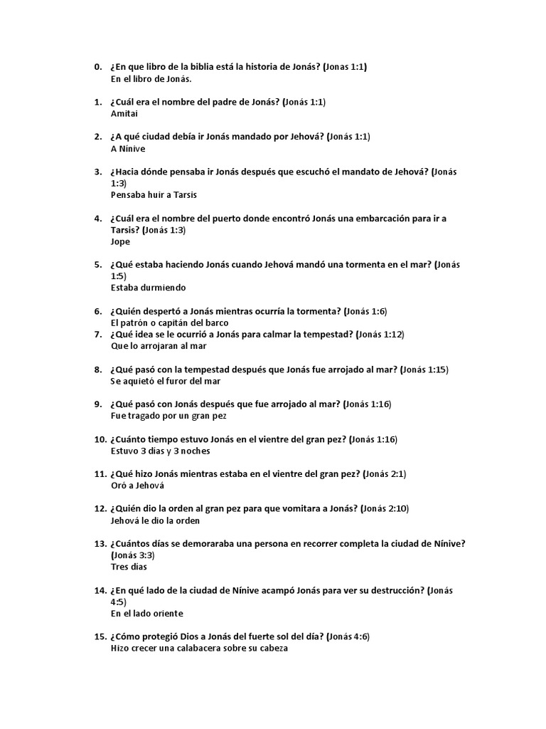 Preguntas Del Libro de Jonas Full | PDF