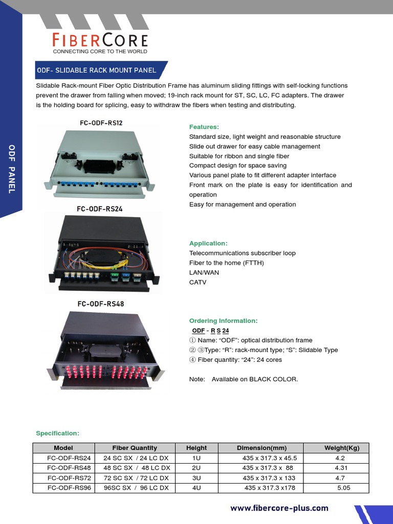 Fiber Core ODF | PDF | Optical Fiber | Fiber To The X