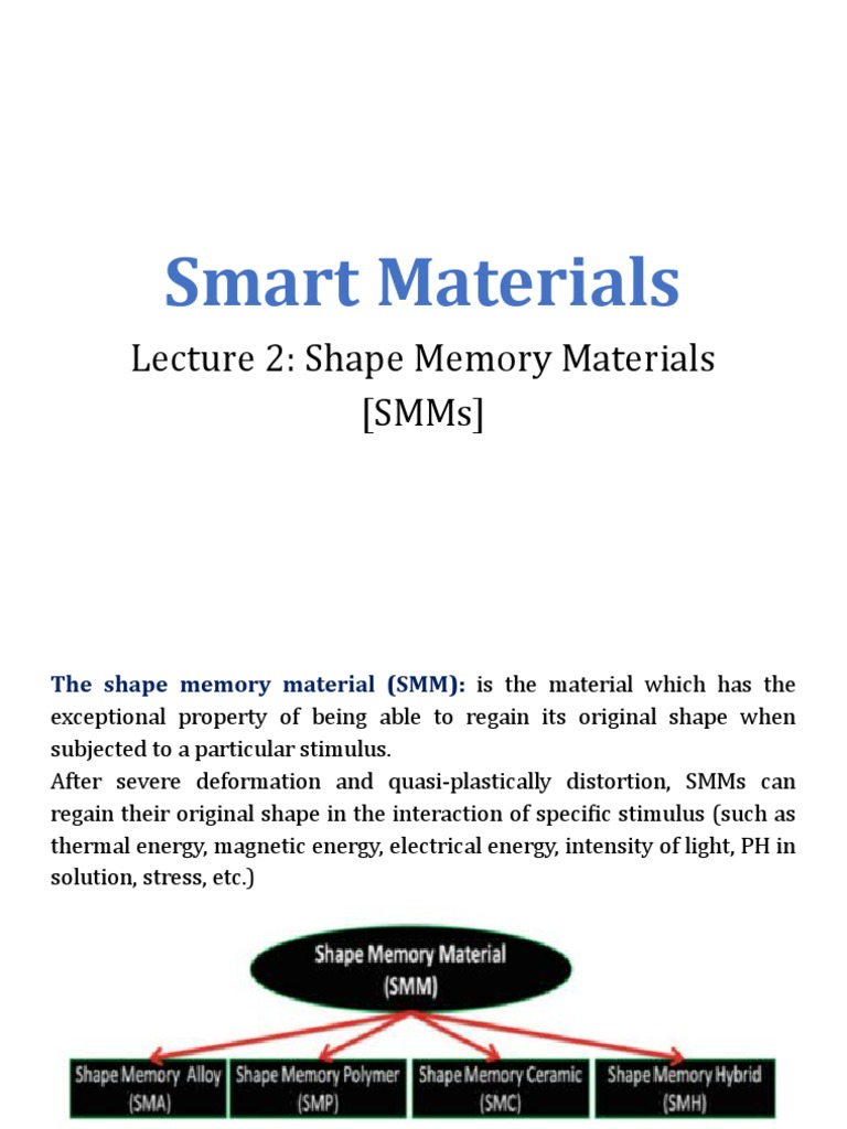 Lecture 2, 3 | PDF | Shape Memory Alloy | Physical Sciences