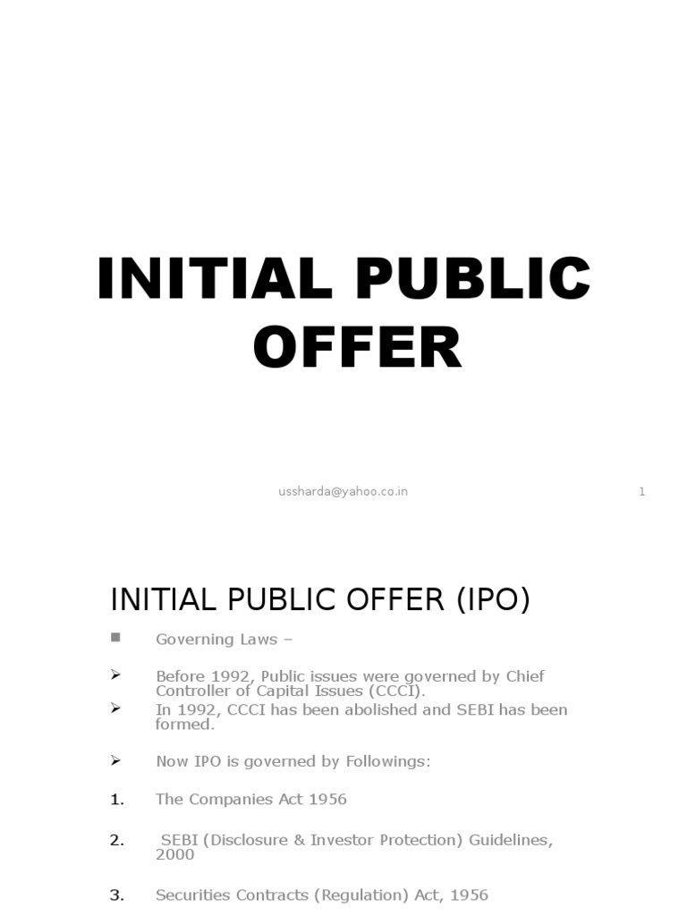 Initial Public Offer (Ipo) | Initial Public Offering | Securities (Finance)