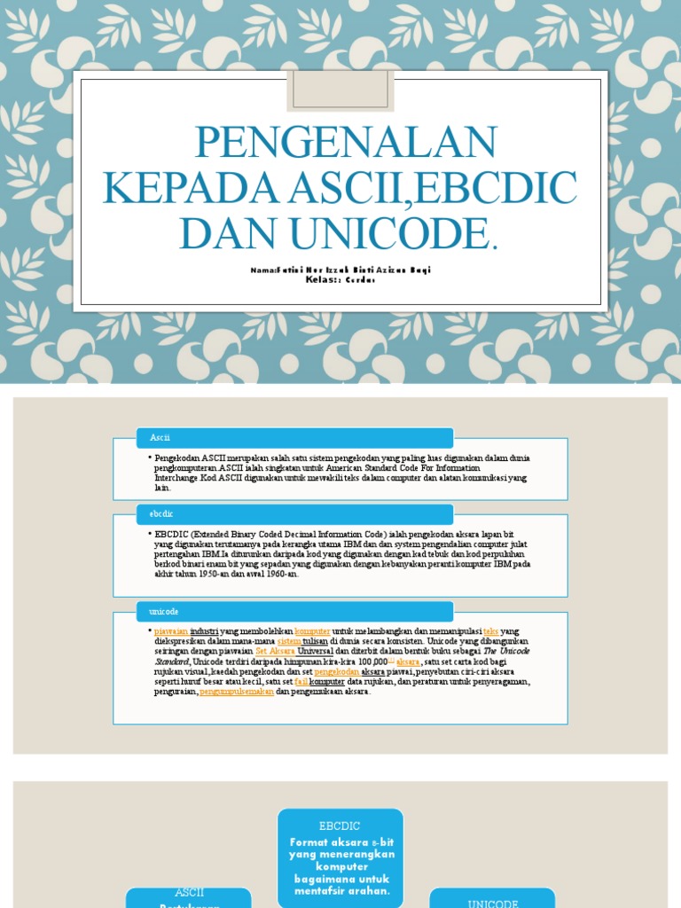 Pengenalan Kepada Ascii, Ebcdic Dan Unicode | PDF