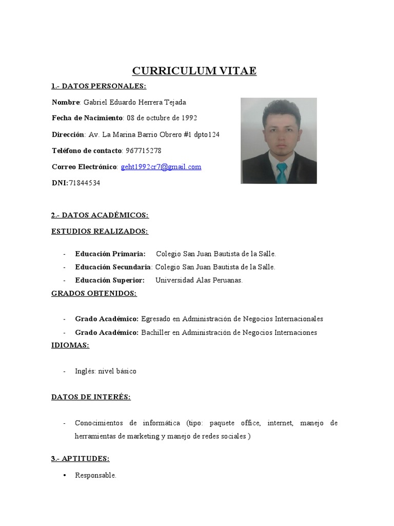 Gabriel Herrera Tejada: Curriculum Vitae | PDF | Business