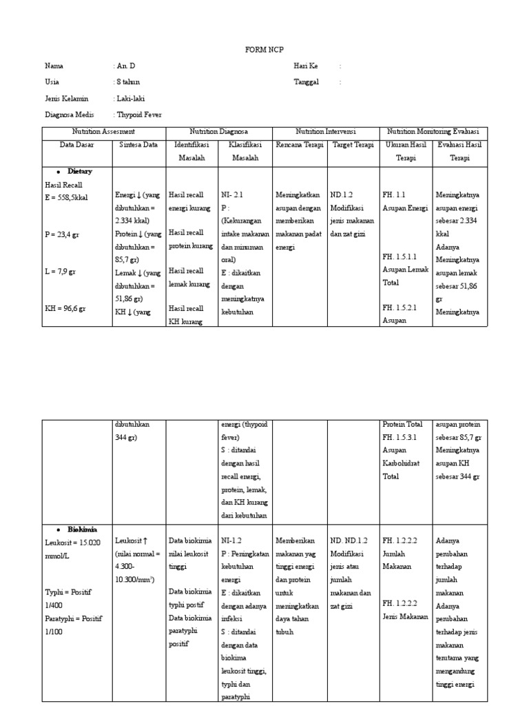 NCP Thypoid Fever | PDF