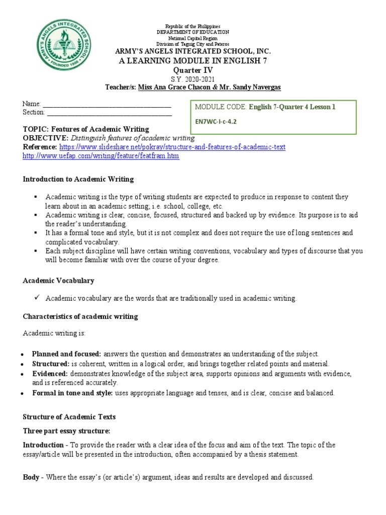 ENGLISH 7 MODULES 4th Quarter | PDF | Communication | Interpersonal ...