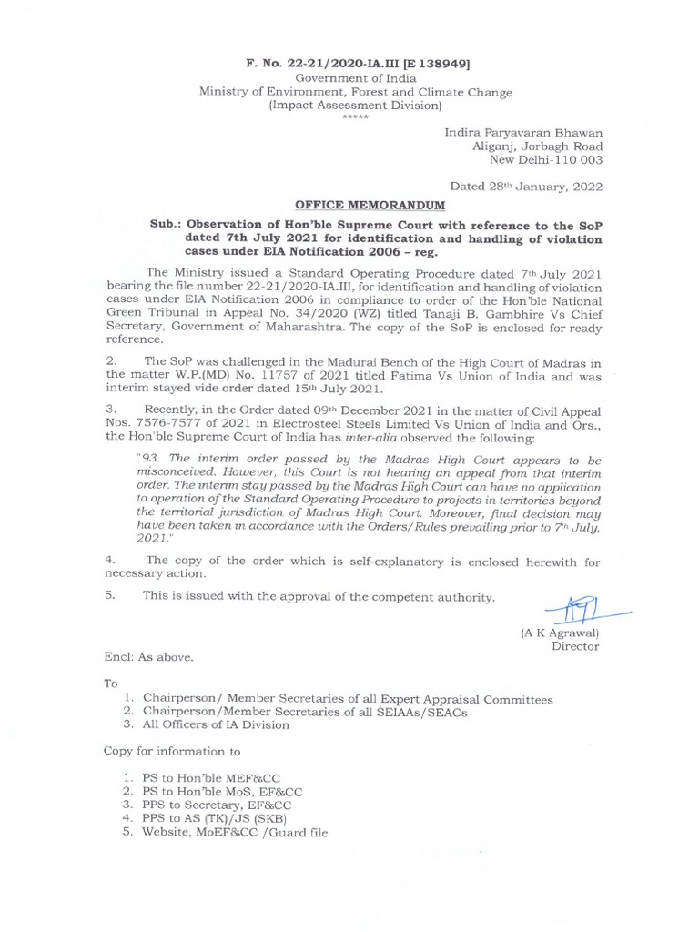 SOP For Violation Cases 270 - OM - 17!01!2022 | PDF | Environmental ...