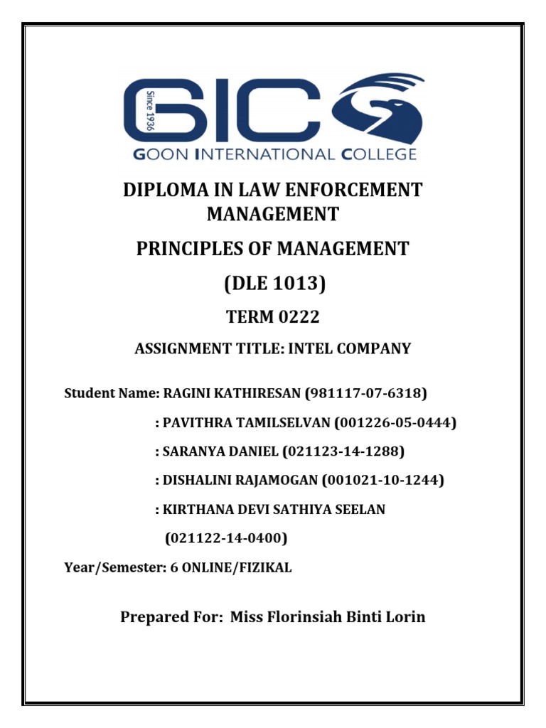 Principles of Management Group Assignment (Words) | PDF | Intel ...