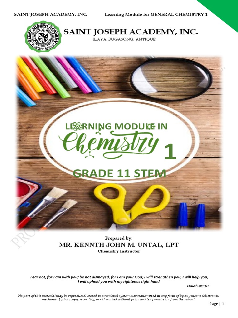 g11 Stem Gen Chem 1 Week 1 | PDF | Liquids | Gases