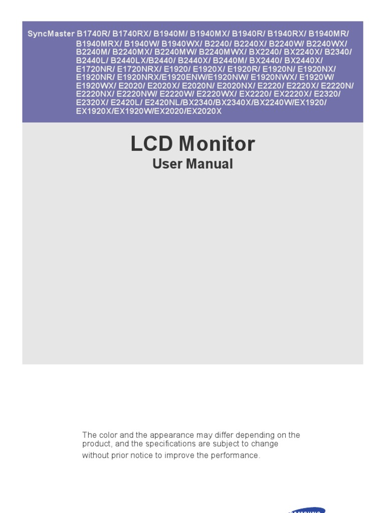 LCD Monitor: User Manual | PDF | Display Resolution | Computer Monitor