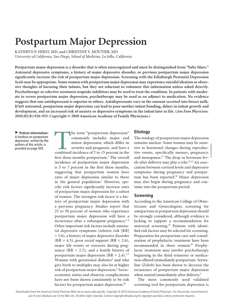 AAFP Postpartum Depression | PDF | Major Depressive Disorder | Mania